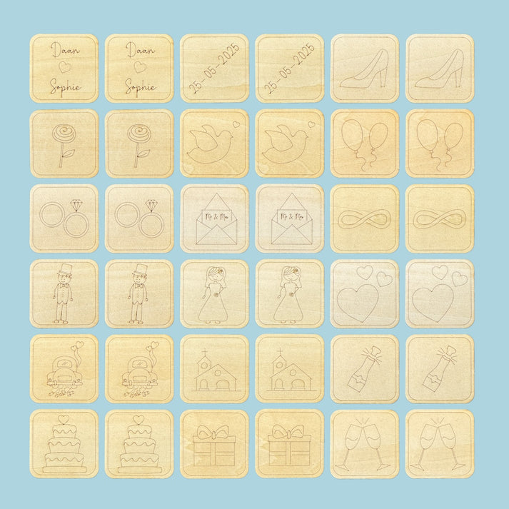 Gepersonaliseerd memory spel - trouwen – Mamafeestbeest