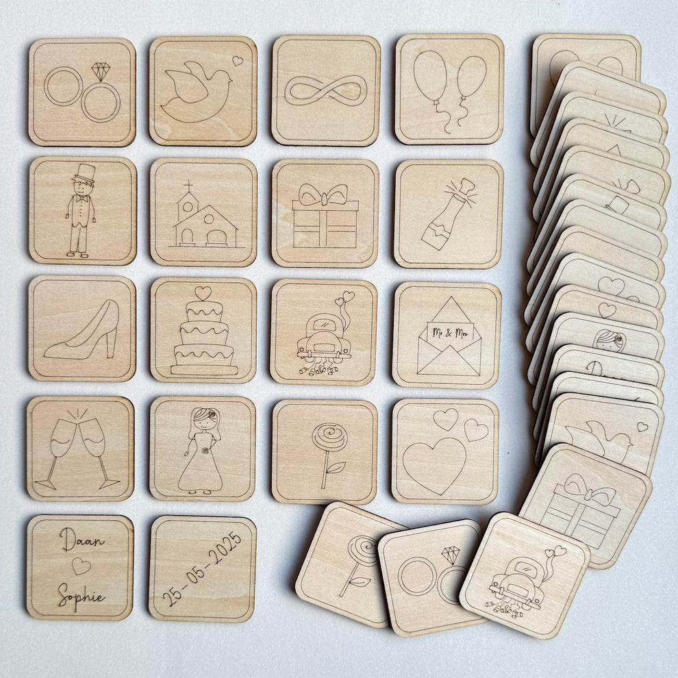 Gepersonaliseerd memory spel - trouwen – Mamafeestbeest